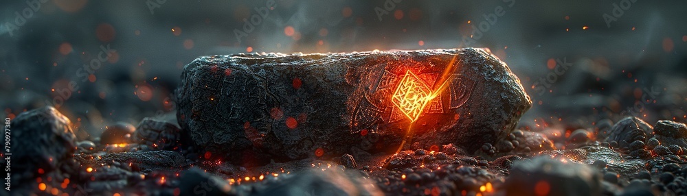 Dwarven Rune Stone, carved destiny, symbols of power and protection ...