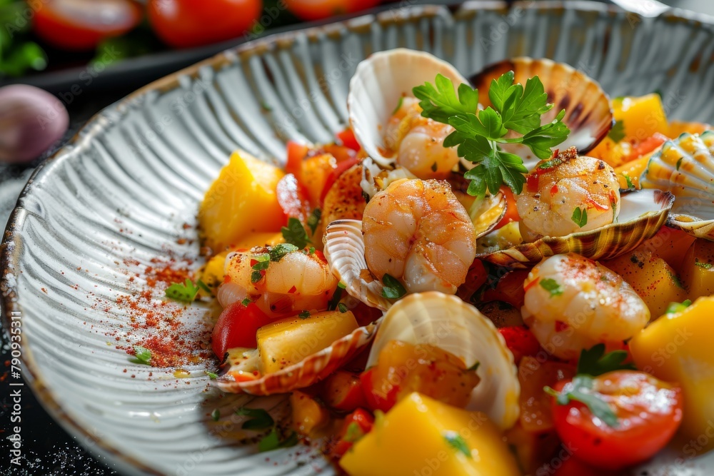 Delicacy Seafood Dish with Cooked Seashells, Bivalves or Mytilus ...