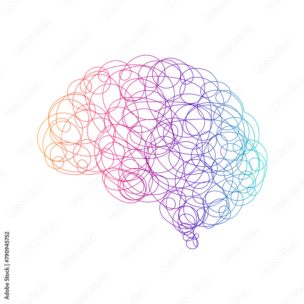 Brain. Brain with Mess or Confusing Thoughts. Concept of Mental Health ...