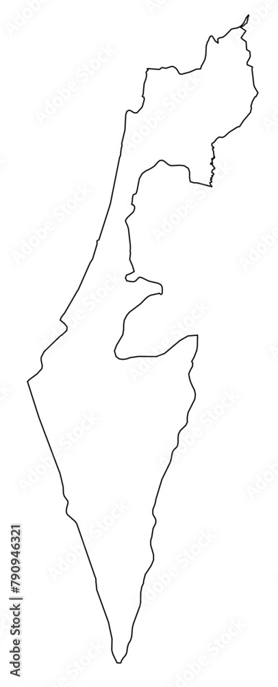 Outline of the map of Israel with regions Stock Vector | Adobe Stock