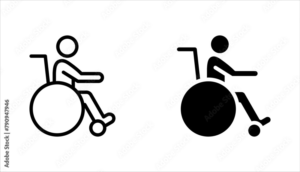 Disabled vector icon set, wheelchair symbol. Modern, simple flat vector ...