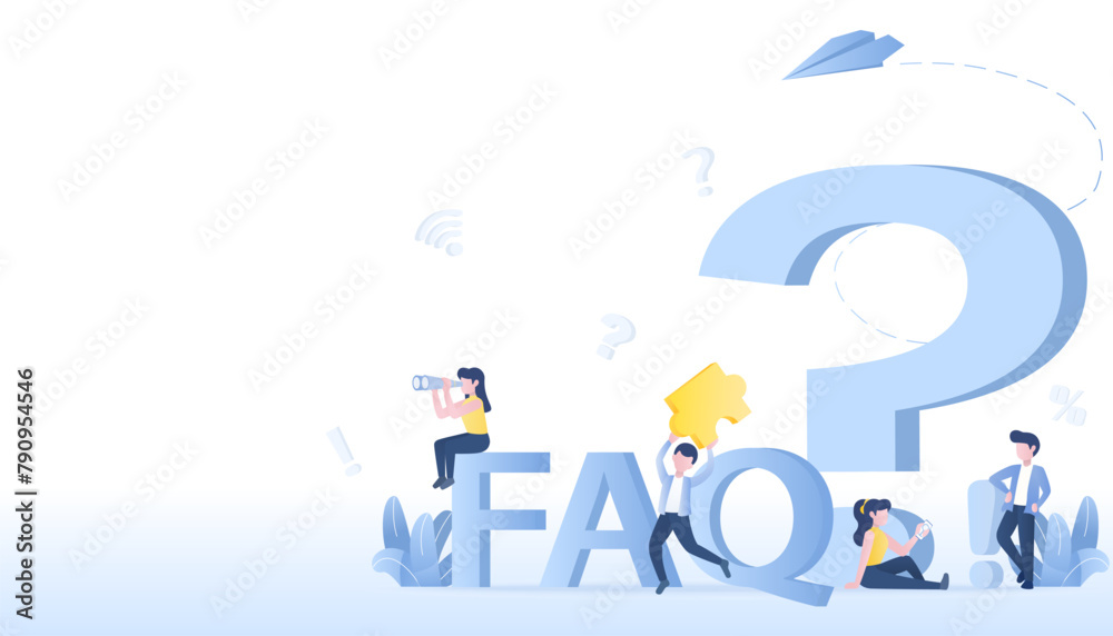 FAQ, question and answer concept. Big question mark symbol and business ...