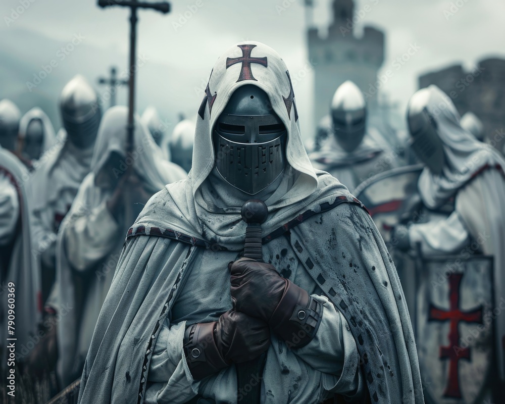 Knights Templar in silent prayer their crosses a beacon of hope and ...