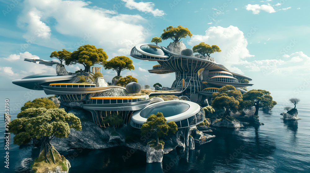 Sustainable Futuristic City on Artificial Modular Islands. Green Energy ...