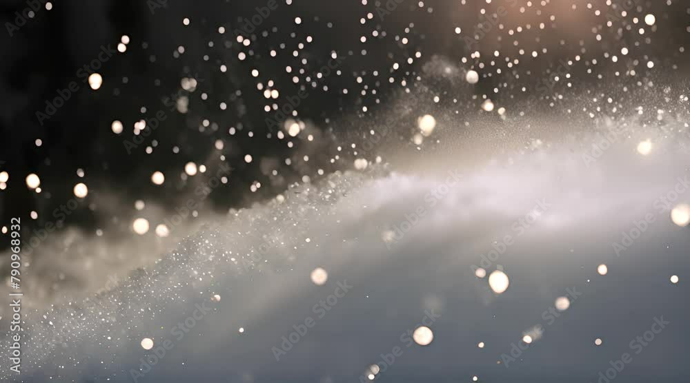 Glittering particles scatter across a soft, cloud-like background ...