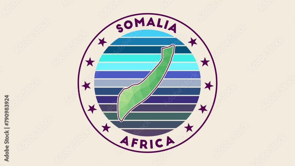 Somalia intro video. Badge with the circular name and map of the ...