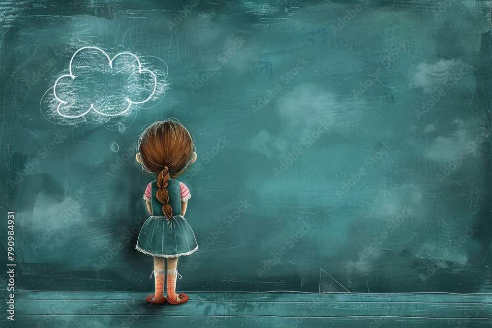 Interactive Learning A cartoon drawing of a young female student ...