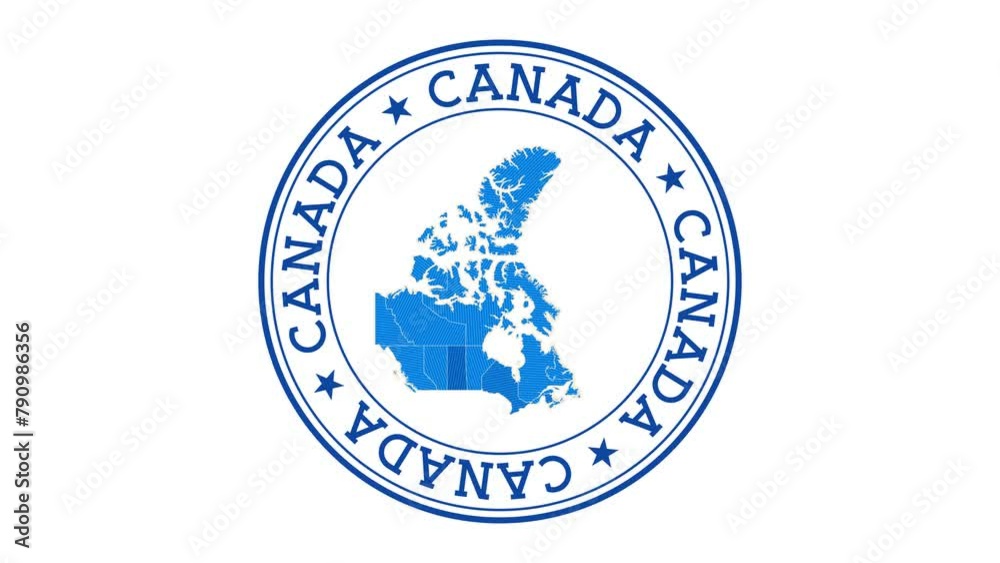 Canada intro. Badge with the circular name and map of country. Canada ...