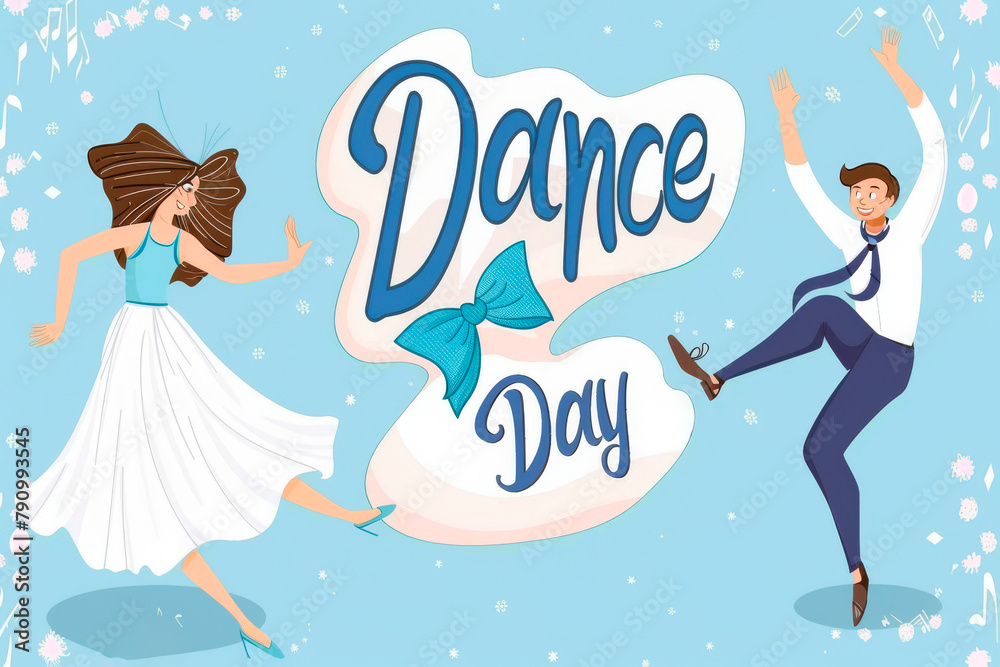 International Dance Day Vector Illustration dancing couple on color ...