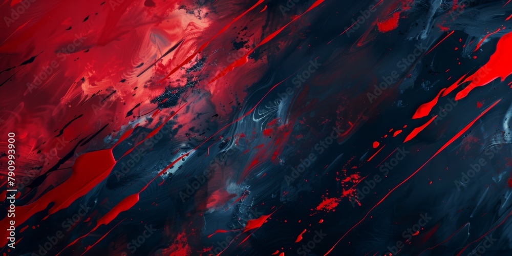 Bold Midnight Blue and Ruby Red Brush Strokes Collide in Vibrant Artistic Composition Stock ...