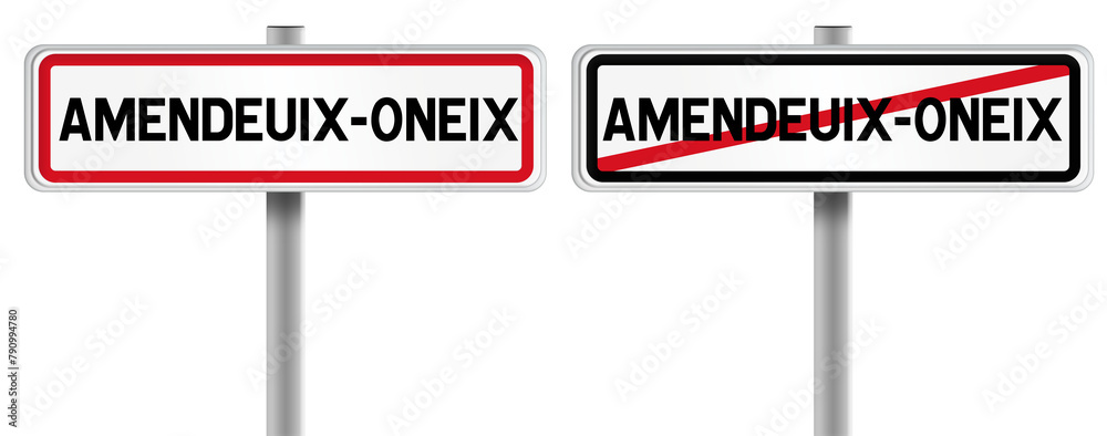 Panneau de AMENDEUIX-ONEIX à l'Entrée et à la Sortie - Fond Transparent ...