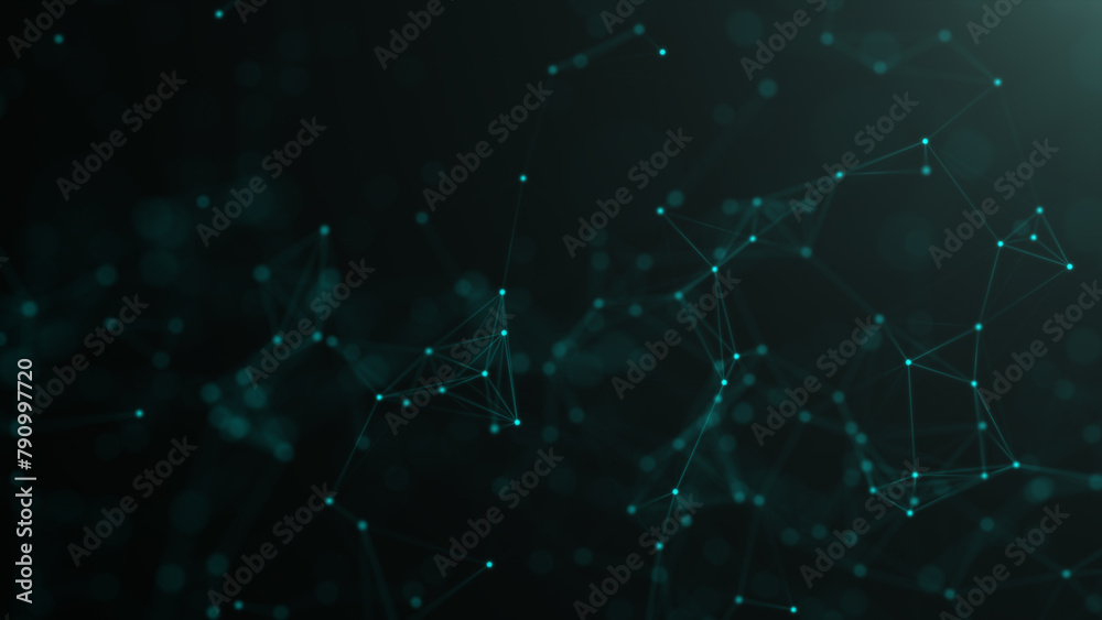 Abstract network connections, neural networks. Dots connected by lines ...