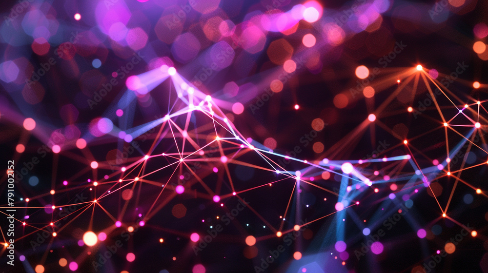 Network connection web, pulsating with life as digital points and lines ...