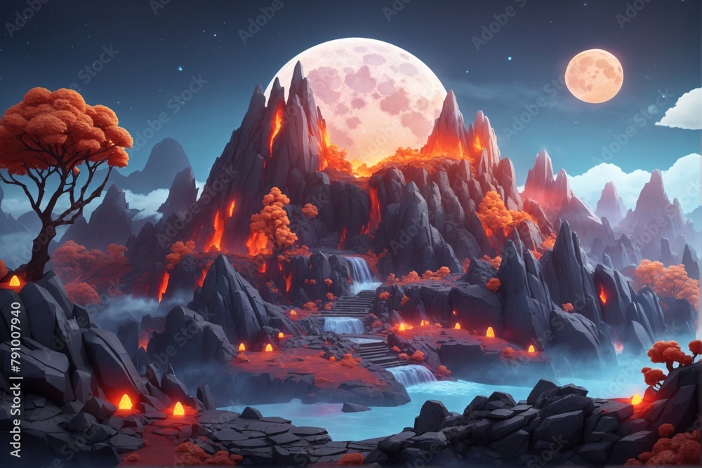 Lava Landscape Background, Lava Flow Wallpaper, Volcano Background ...