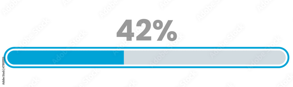 42% Loading. 42% progress bar Infographics vector, 42 Percentage ready ...