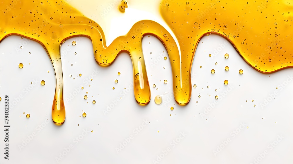 Golden Honey Dripping on White Background, Vibrant Liquid Flow, Sweet ...