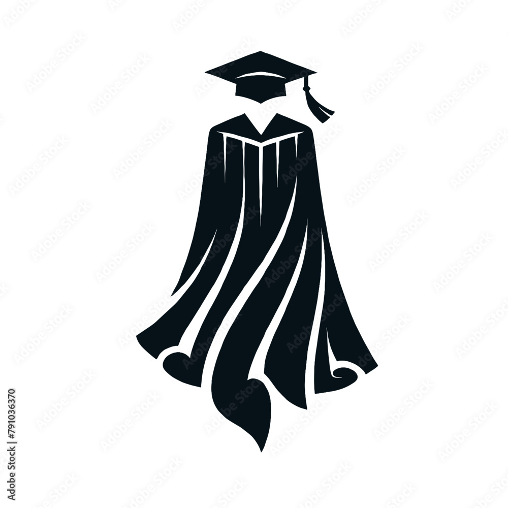 Minimalistic Graduation Cap and Gown Vector Icon, Perfect for ...