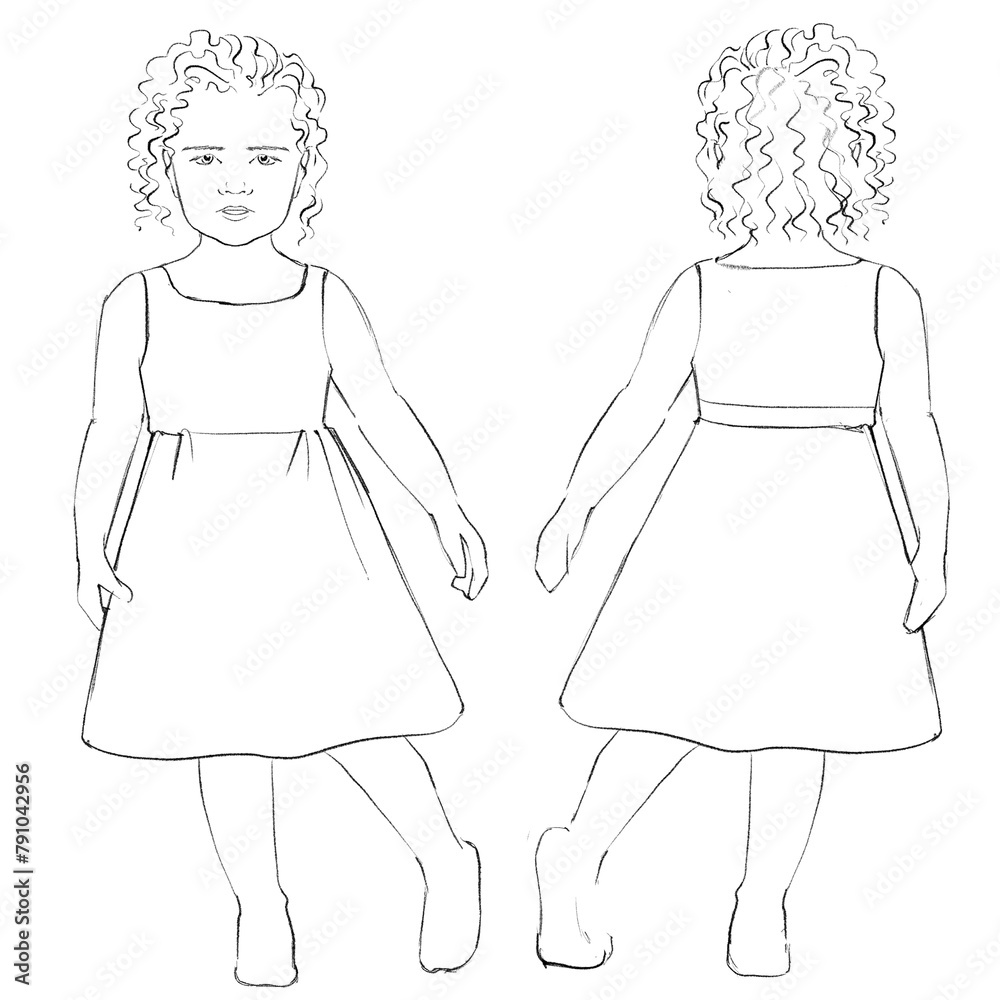 Fashion templates Croquis A girl aged 4-6 years old The pattern for ...