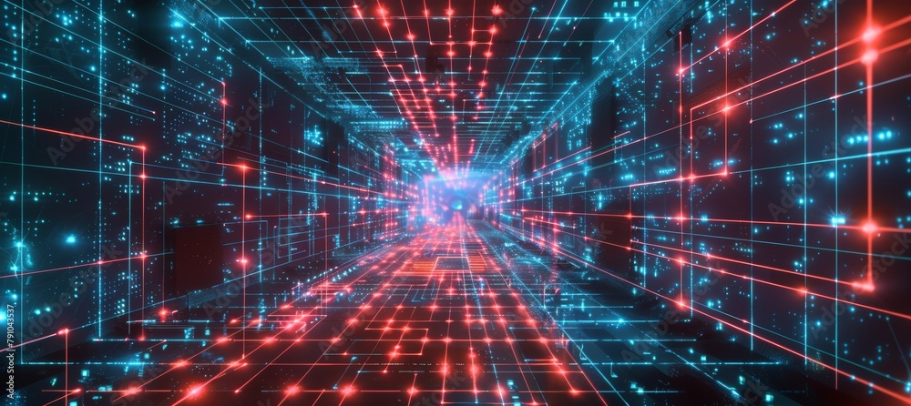 Holographic grids morphing in 3d space - immersive tech innovation ...