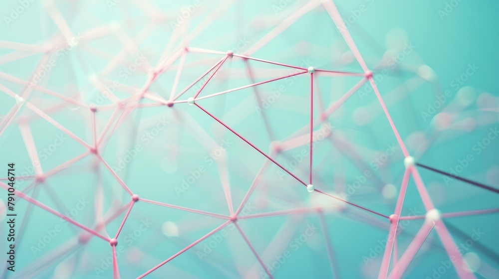 Abstract network connections with pastel nodes and delicate lines on a ...