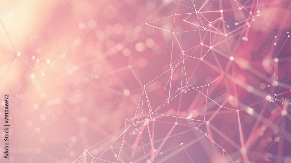 Abstract network connections with pastel nodes and delicate lines on a ...