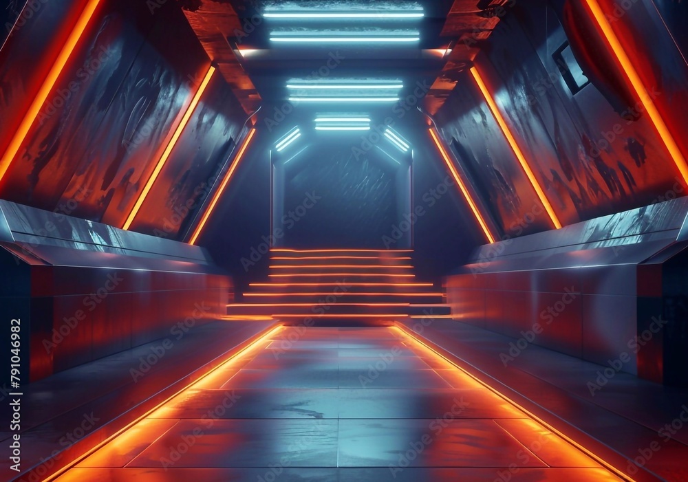 Podium background 3D light tech stage future platform game abstract ...