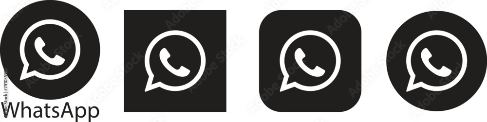WhatsApp icons set flat, line. WhatsApp, popular social media button ...