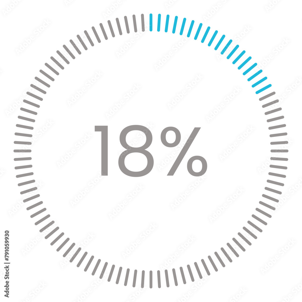 18% Loading. 18% circle diagrams Infographics vector, 18 Percentage ...