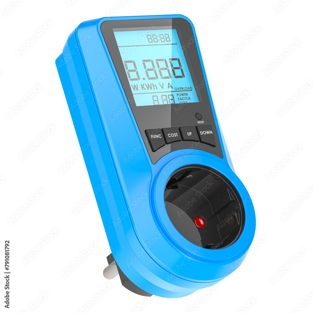 Blue Watt Meter, Plug-in Socket Power Meter, Auto Cost Calculator, 3D ...