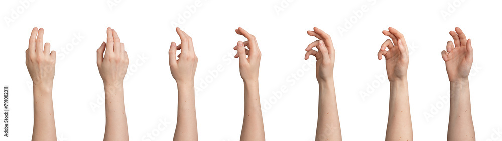 Female hand gestures. Rotation, spinning motion. White background ...