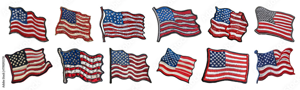 American flag patches with embroidery cut out png on transparent ...