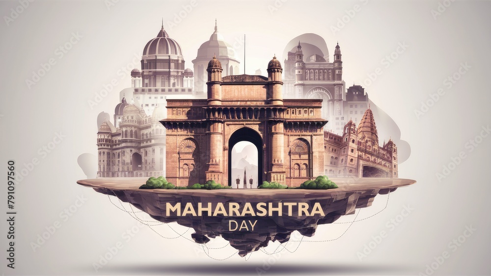 maharashtra day vector concept. famous maharashtra monuments. Stock ...