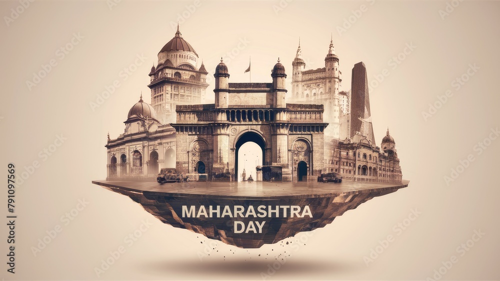 maharashtra day vector concept. famous maharashtra monuments. Stock ...