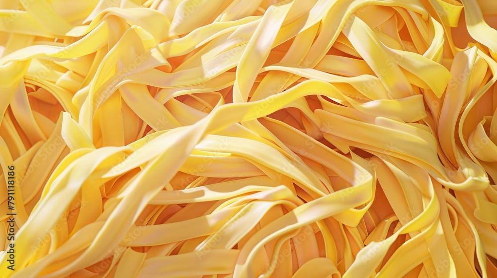 Pasta background. A close up of a pile of yellow noodles made from ...
