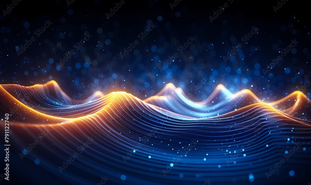 Futuristic abstract background with glowing waves. 3d audio soundwave ...
