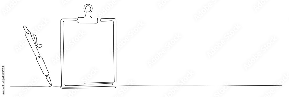 Editable stroke of clipboard in one continuous line drawing. To do list ...