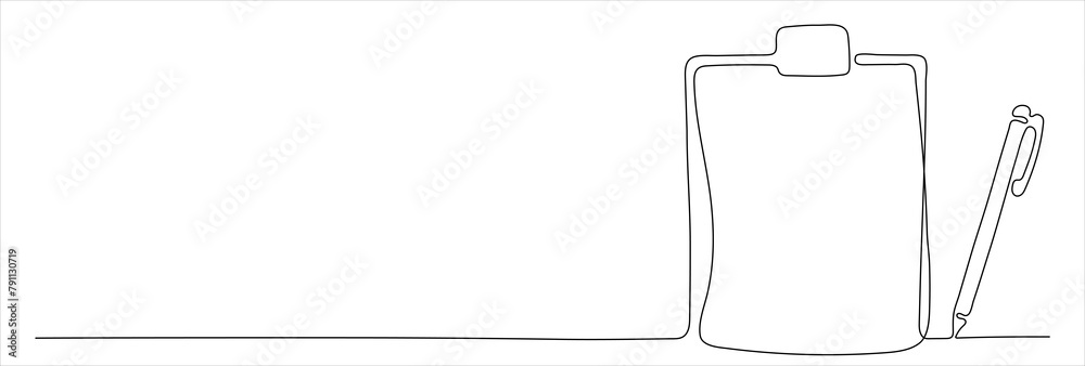 Editable stroke of clipboard in one continuous line drawing. To do list ...