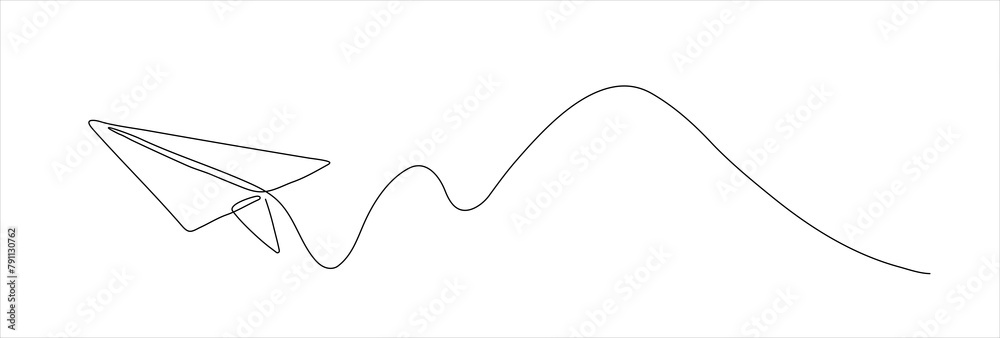 Paper plane shape drawing by continuos line, thin line design vector ...