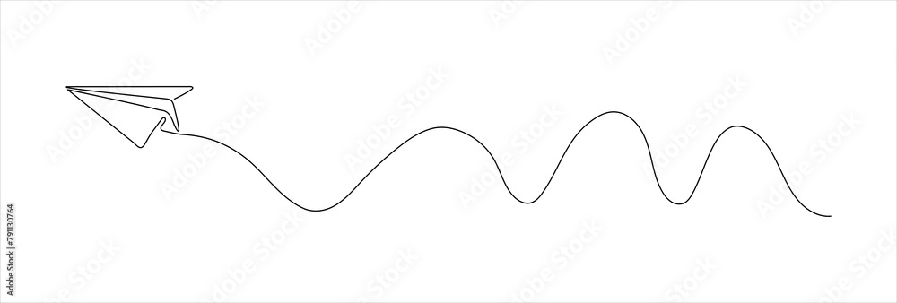 Paper plane shape drawing by continuos line, thin line design vector ...