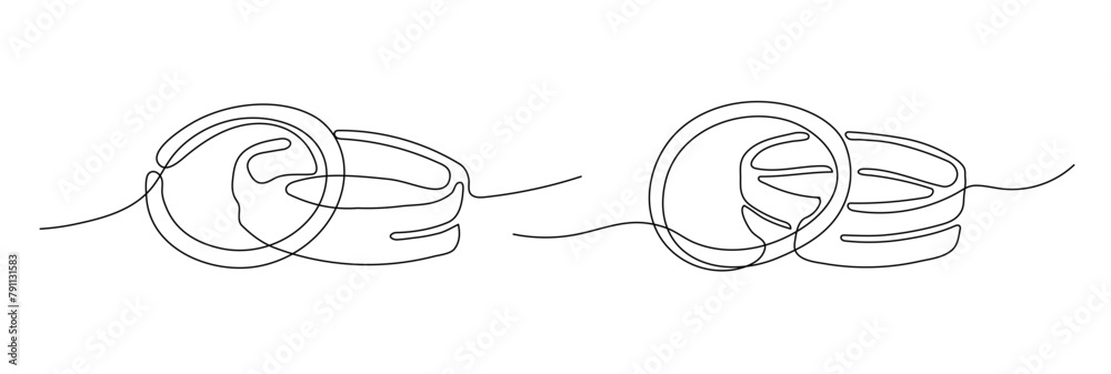 Wedding rings shape drawing by continuos line, thin line design vector ...