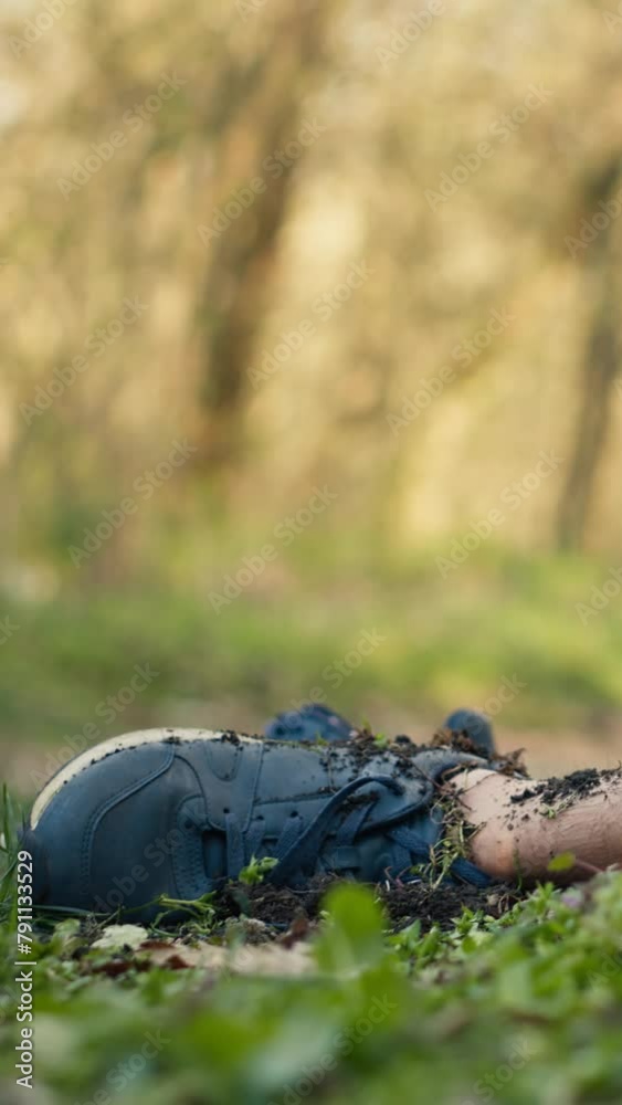 Rescuers group finding murdered barefoot victim in the forest, scared ...