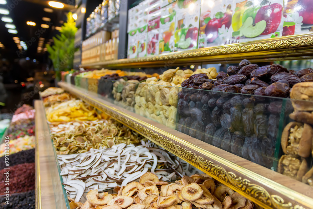 Egyptian bazaar with lots of spices, dry fruits and tea, Istanbul ...