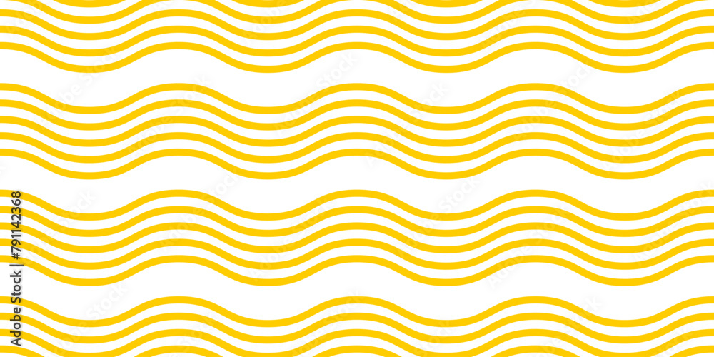 Wavy yellow horizontal lines. Ramen pattern. Pasta, tagliatelle or ...