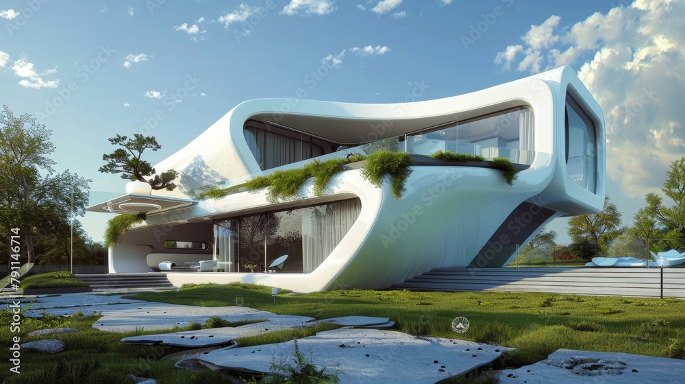 Futuristic house plan with high-tech automation AI generated ...