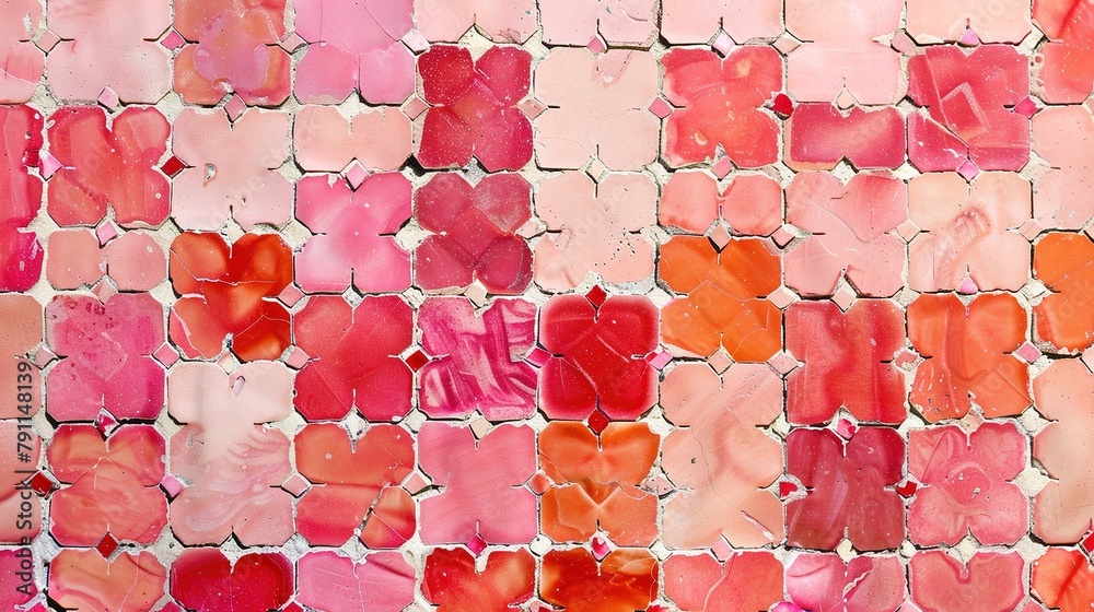 Abstract pink red mosaic tile wall texture background - Arabesque ...
