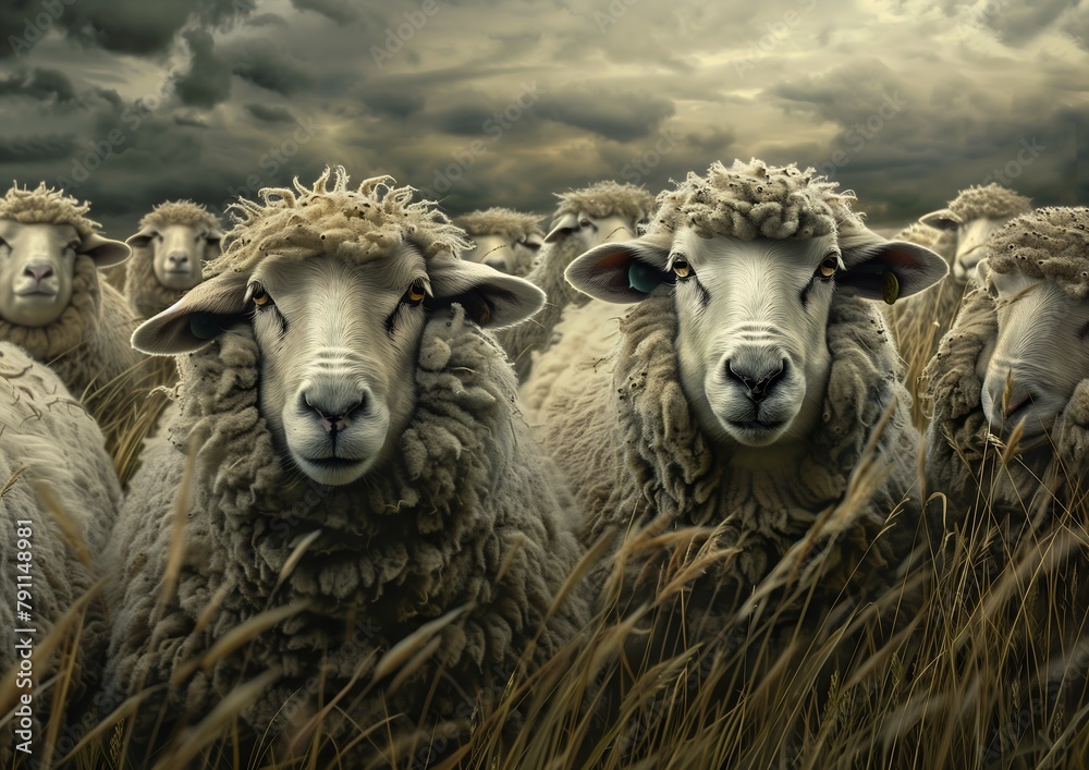 sheep standing field tall grass achluophobia progressive rock album ...