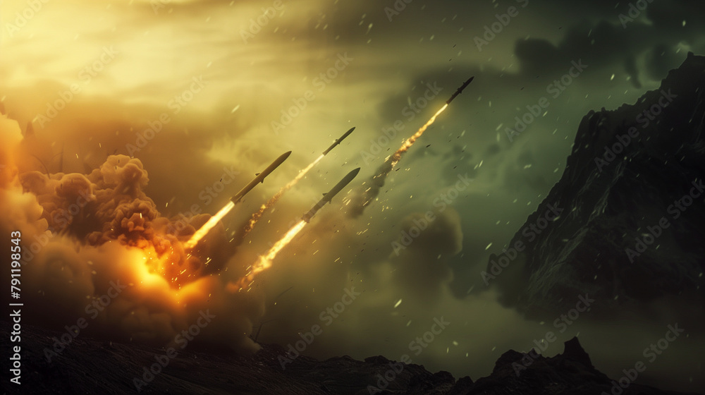 Apocalyptic wallpaper of destructive military power, with nuclear ...