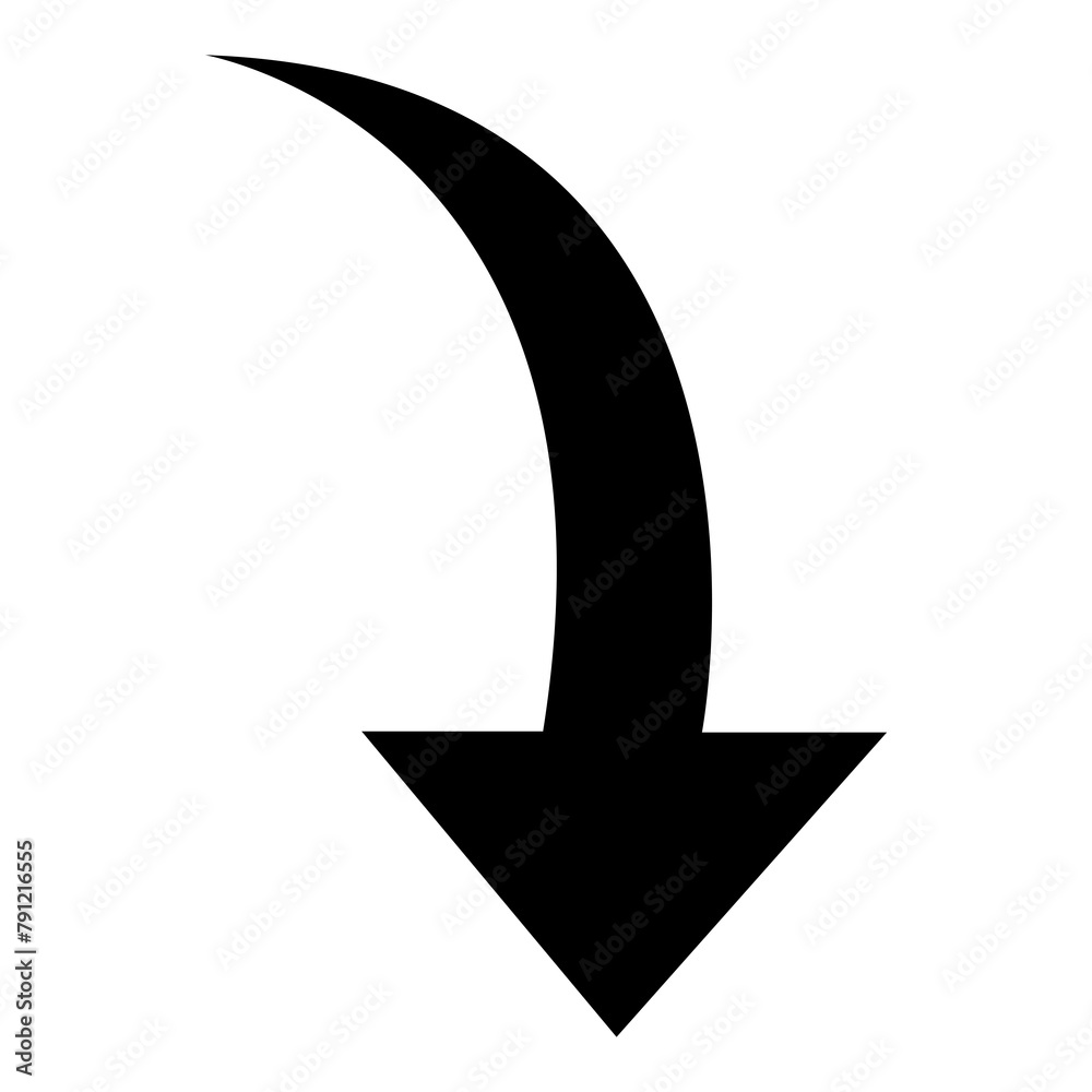 Down arrow. Arrow. Downward arrow. Downward direction. Curved arrow ...