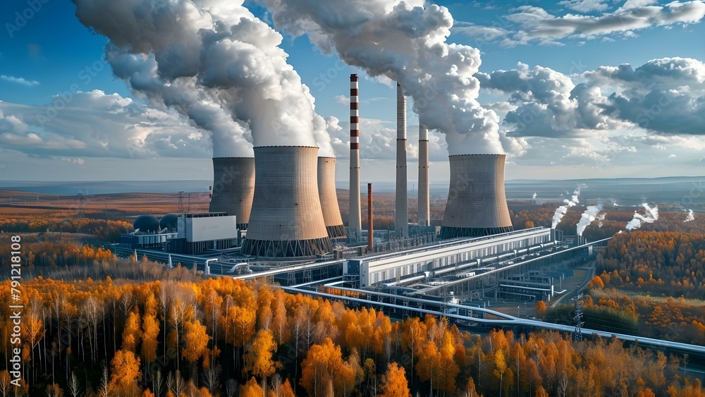 Impact of Pollution from Nuclear Power Plant with Smokestacks and Gas ...