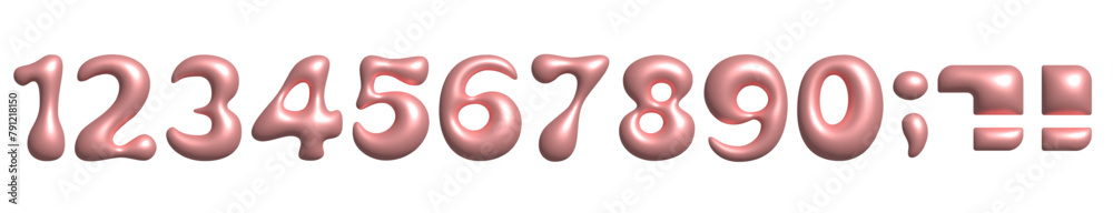 Bubbly 3D pink Realistic number in Y2K style. Playful design inspired ...